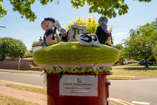 Pretty Knitted Post Box Toppers Have Editorial Stock Photo - Stock ...
