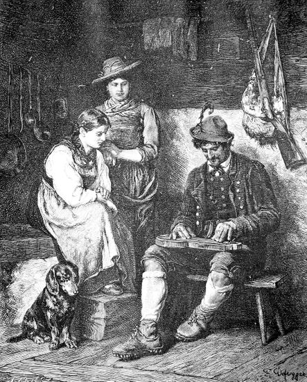 Hunter Playing Zither His Wife Alpine Editorial Stock Photo - Stock ...