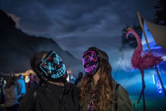 People Wear Glowing Masks During Burning Editorial Stock Photo - Stock ...