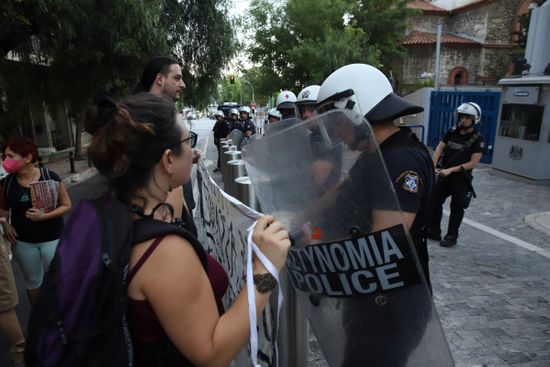 Demonstrators Gather Outside British Embassy Athens Editorial Stock ...