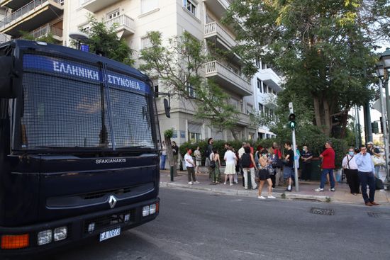 Demonstrators Gather Outside British Embassy Athens Editorial Stock ...