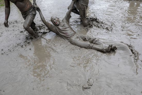 People Play Mud Water Paddy Field Editorial Stock Photo - Stock Image ...