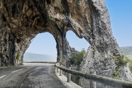 Rock Arch On Road Near Greolieres Editorial Stock Photo - Stock Image ...