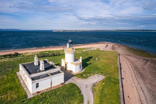 Chanonry Lighthouse On Black Isle Drone Editorial Stock Photo - Stock ...