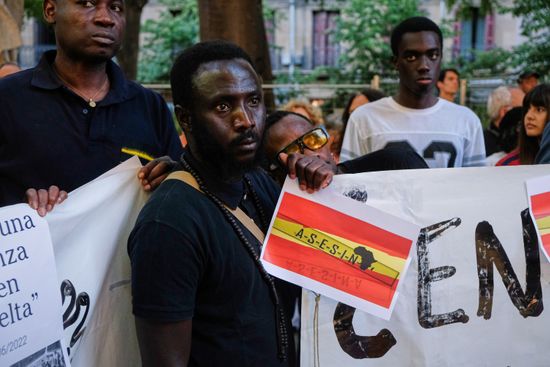 Colored Protester Holds Paper Spanish Flag Editorial Stock Photo ...