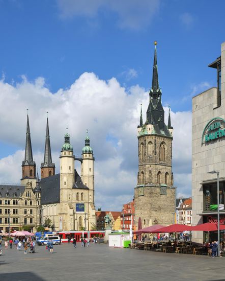 Marktkirche Unser Lieben Frauen Red Tower Editorial Stock Photo - Stock ...