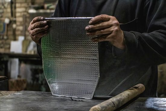 Ukrainian Worker Puts Soft Metal Material Editorial Stock Photo - Stock ...