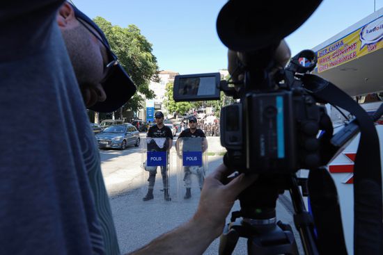 Photojournalist Films Police Blockade During Pride Editorial Stock ...