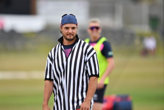 Referee Jack Brooks Officiates Somerset Pre Editorial Stock Photo ...