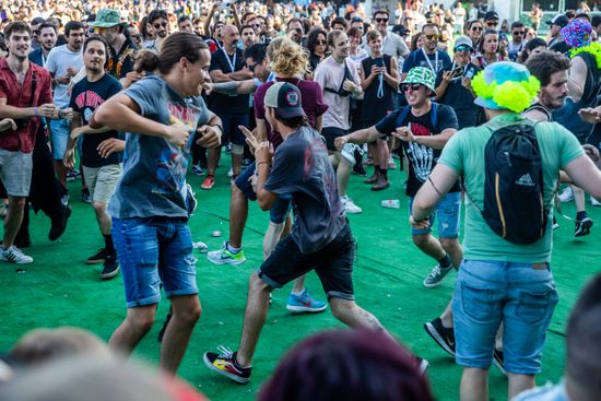 Festival Goers Dance Mosh Pit During Editorial Stock Photo - Stock ...