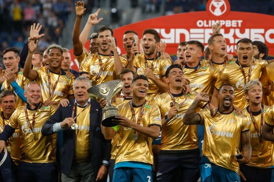 Zenit Players Staff Celebrate Trophy After Editorial Stock Photo ...