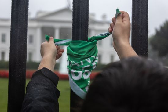 Abortion Rights Activist Ties Green Bandana Editorial Stock Photo ...