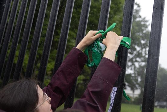 Abortion Rights Activist Ties Green Bandana Editorial Stock Photo ...