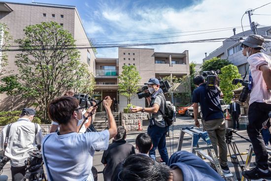 Press Outside Residence Former Japanese Prime Editorial Stock Photo ...