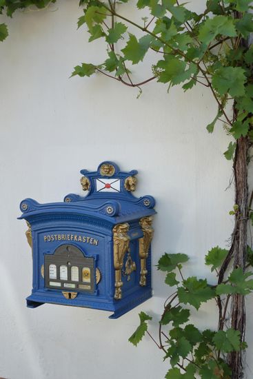 Historic Blue Post Box Vines Lindenplatz Editorial Stock Photo - Stock ...