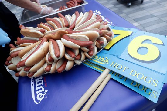 76 Hot Dogs Arranged On Plate Editorial Stock Photo - Stock Image ...