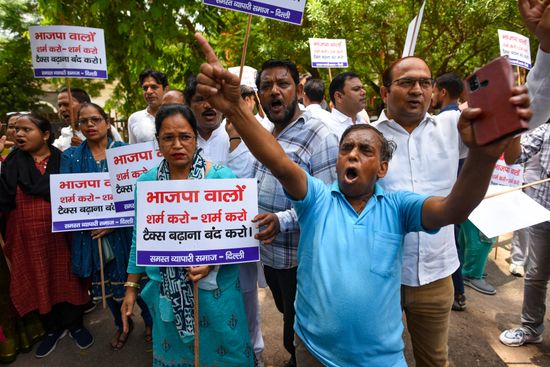 Traders Different Sectors Hold Placards Raise Editorial Stock Photo ...
