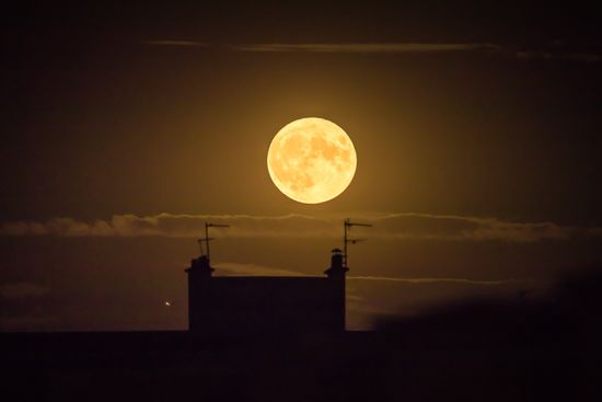 Supermoon Rises Over Roofs Boiscolombes Near Editorial Stock Photo - Stock Image | Shutterstock