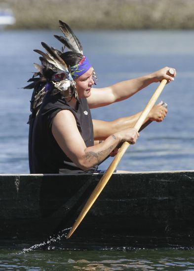 Indigenous People Paddle During Canoe Arrival Editorial Stock Photo ...