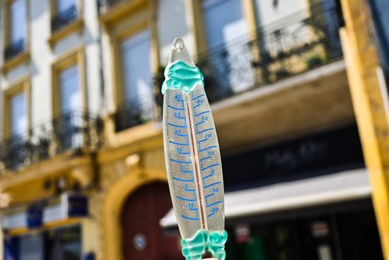 Thermometer Displays 43 Degrees Celsius France Editorial Stock Photo ...