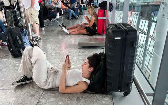 Passengers Sitting On Floor London Heathrow Editorial Stock Photo ...