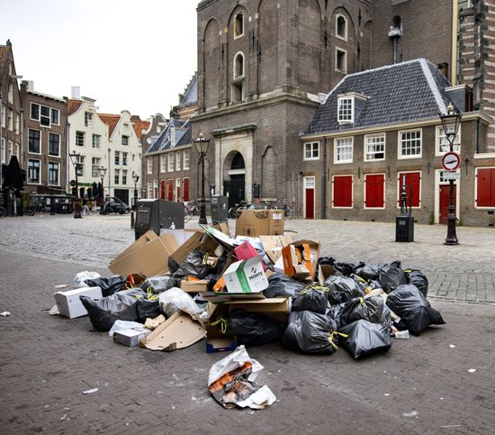 Garbage Bags Loose Waste On Oudekerksplein Editorial Stock Photo ...