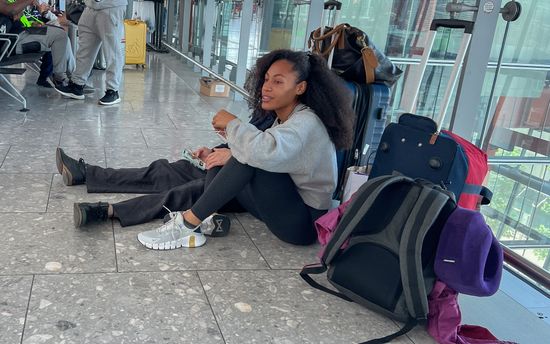 Passengers Sitting On Floor London Heathrow Editorial Stock Photo ...