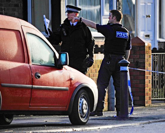 Merseyside Police Officers Outside House Huyton Editorial Stock Photo ...