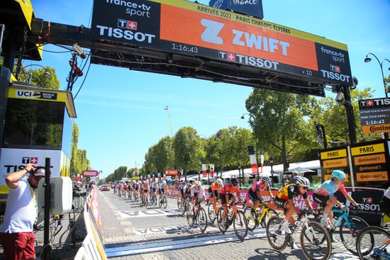 Pack Rides Past Finish Line On Editorial Stock Photo - Stock Image ...