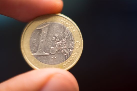 Hand Holding One Euro Coin Chania Editorial Stock Photo - Stock Image ...