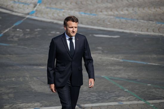 French President Emmanuel Macron During Bastille Editorial Stock Photo ...