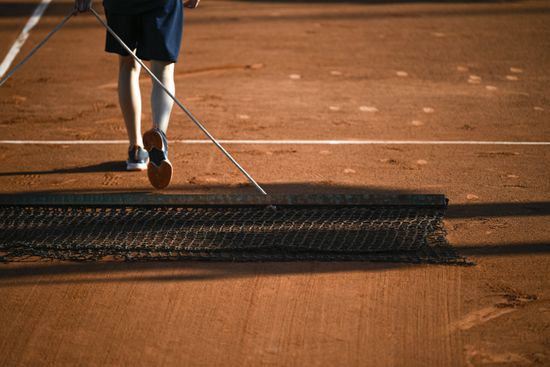 Sweep Net Over Clay Court During Editorial Stock Photo - Stock Image ...