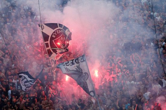 Paok Fans Light Flares During Uefa Editorial Stock Photo - Stock Image ...