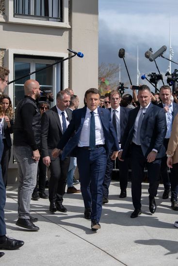 French President Emmanuel Macron Leaves Muma Editorial Stock Photo ...