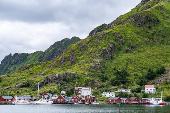 Panoramic View On Ballstad Fishing Village Editorial Stock Photo ...