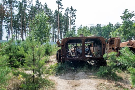 On Road Boucha Column Destroyed Russian Editorial Stock Photo - Stock ...