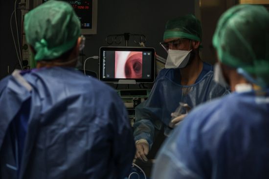 Photo Doctors Perform Fibroscopy Lungs Patient Editorial Stock Photo ...