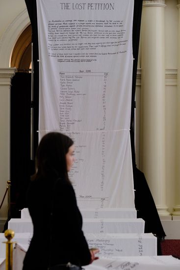 Woman Stands Near Lost Petition Scrolls Editorial Stock Photo - Stock ...