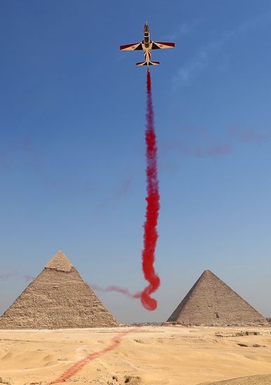 Aircraft Performs Aerobatics During Pyramids Air Editorial Stock Photo ...