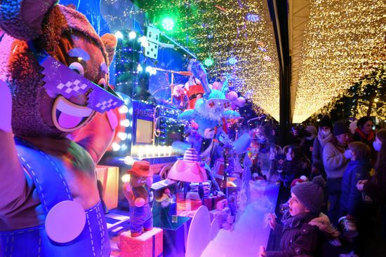 Christmas Illuminations Parisian Big Stores Boulevard Editorial Stock ...