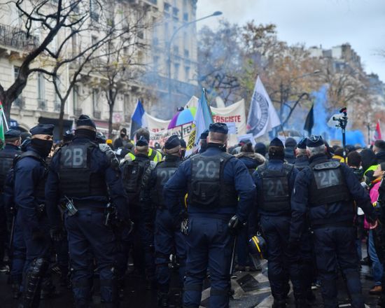 Riot Police Face Protestors During Demonstration Editorial Stock Photo ...
