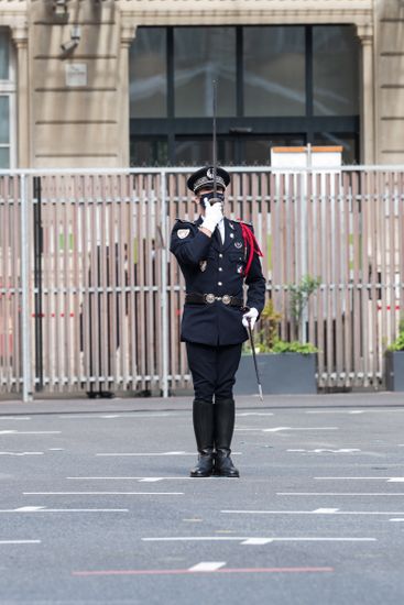 Policeman Uniform Salutes His Sword During Editorial Stock Photo ...