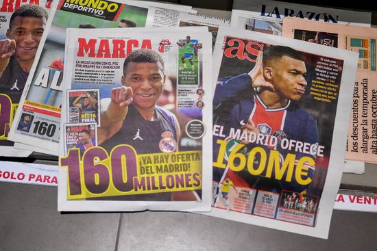 Spanish Sports Papers Headline On Kylian Editorial Stock Photo - Stock ...
