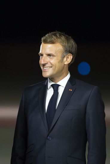 French President Emmanuel Macron Walk During Editorial Stock Photo ...