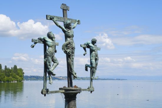 Swedish Cross Crucifixion Group Entrance Mainau Editorial Stock Photo ...