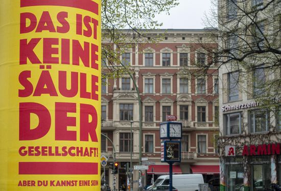 Advertising Pillar Advertisement Berlinmitte Berlin Germany Editorial ...