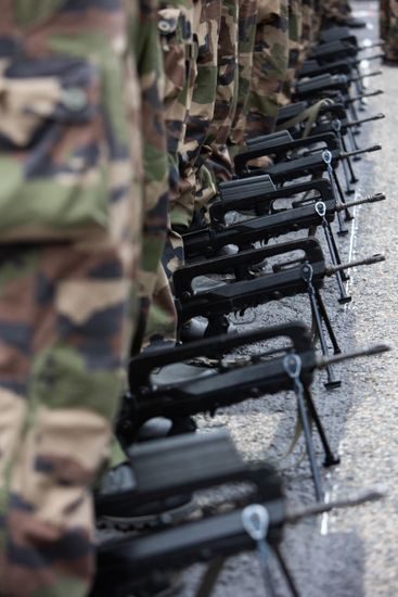Famas Assault Rifles On Ground During Editorial Stock Photo - Stock ...