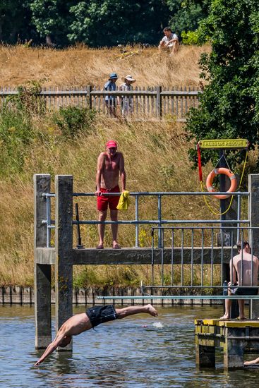 People Dive Mens Bathing Pond Cool Editorial Stock Photo - Stock Image ...