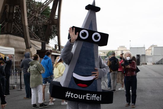 Employee Wears Eiffel Tower Costume On Editorial Stock Photo - Stock ...