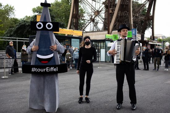 Employee Wears Eiffel Tower Costume On Editorial Stock Photo - Stock ...